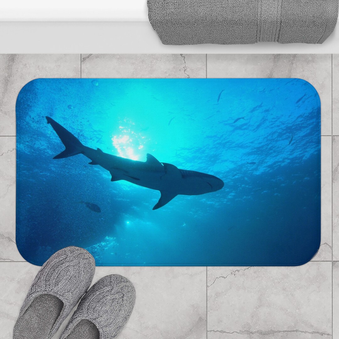 Swim With the Sharks Bath Mat Ocean View of a Shark Will Give Your ...