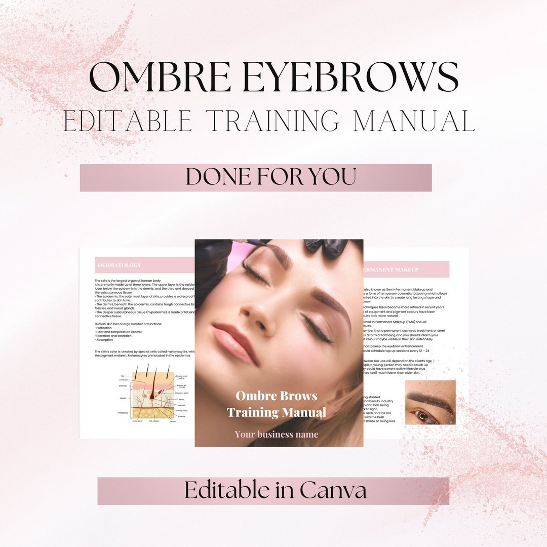 Ombre Eyebrows Training Manual | Ombre Brows PMU Training - Editable in Canva and Printable - Etsy