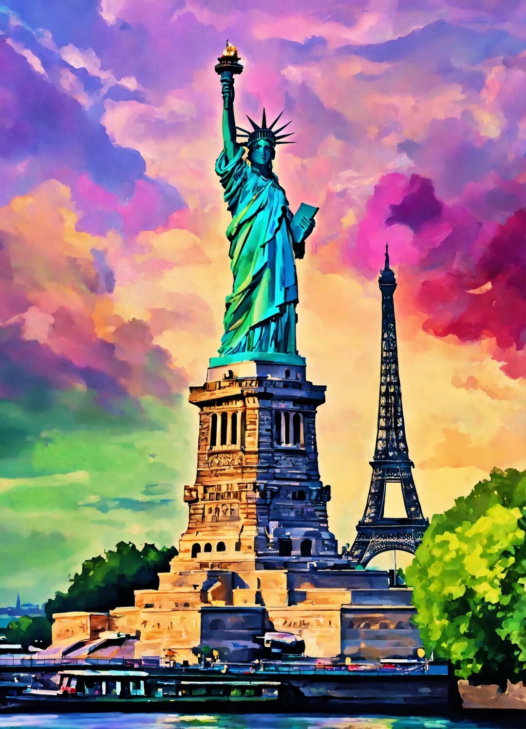 Iconic Meeting Poster Liberty and Elegance Unite in Artful Harmony - Etsy