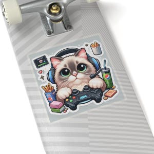 Digital Download, Gamer Cat Sticker, Cute Pet, Complete With Controller ...