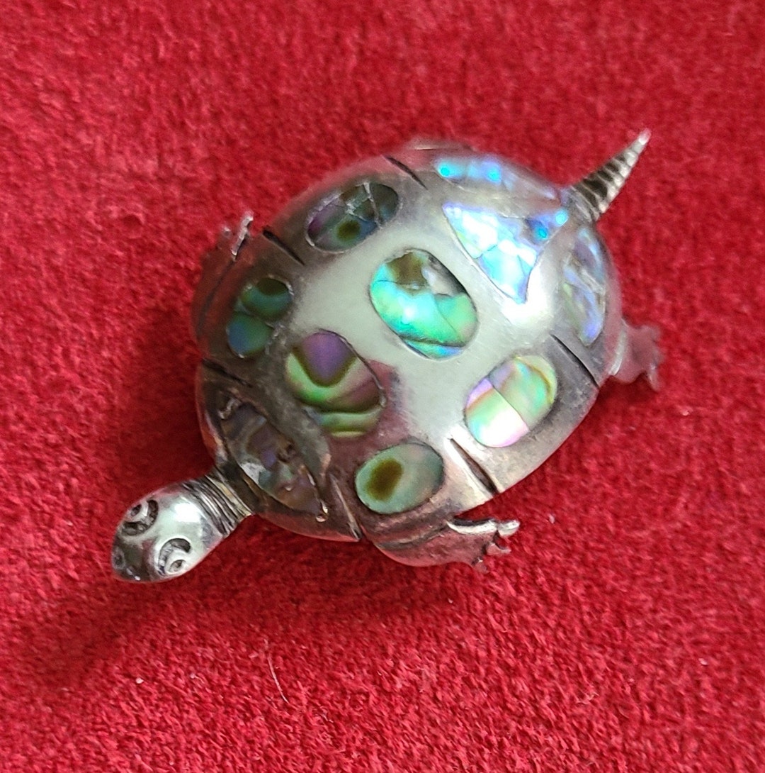 Maricela Pearl and Abalone Turtle Sterling Silver Turtle Pin. - Etsy