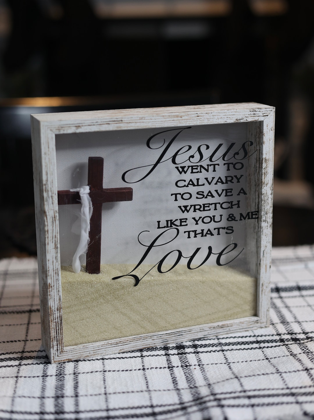 Shadow Box 8x8 Pictured Jesus Went to Calvary - Etsy