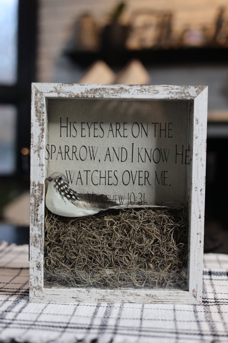 Shadow Box 8x10 Pictured His Eyes Are on the Sparrow - Etsy