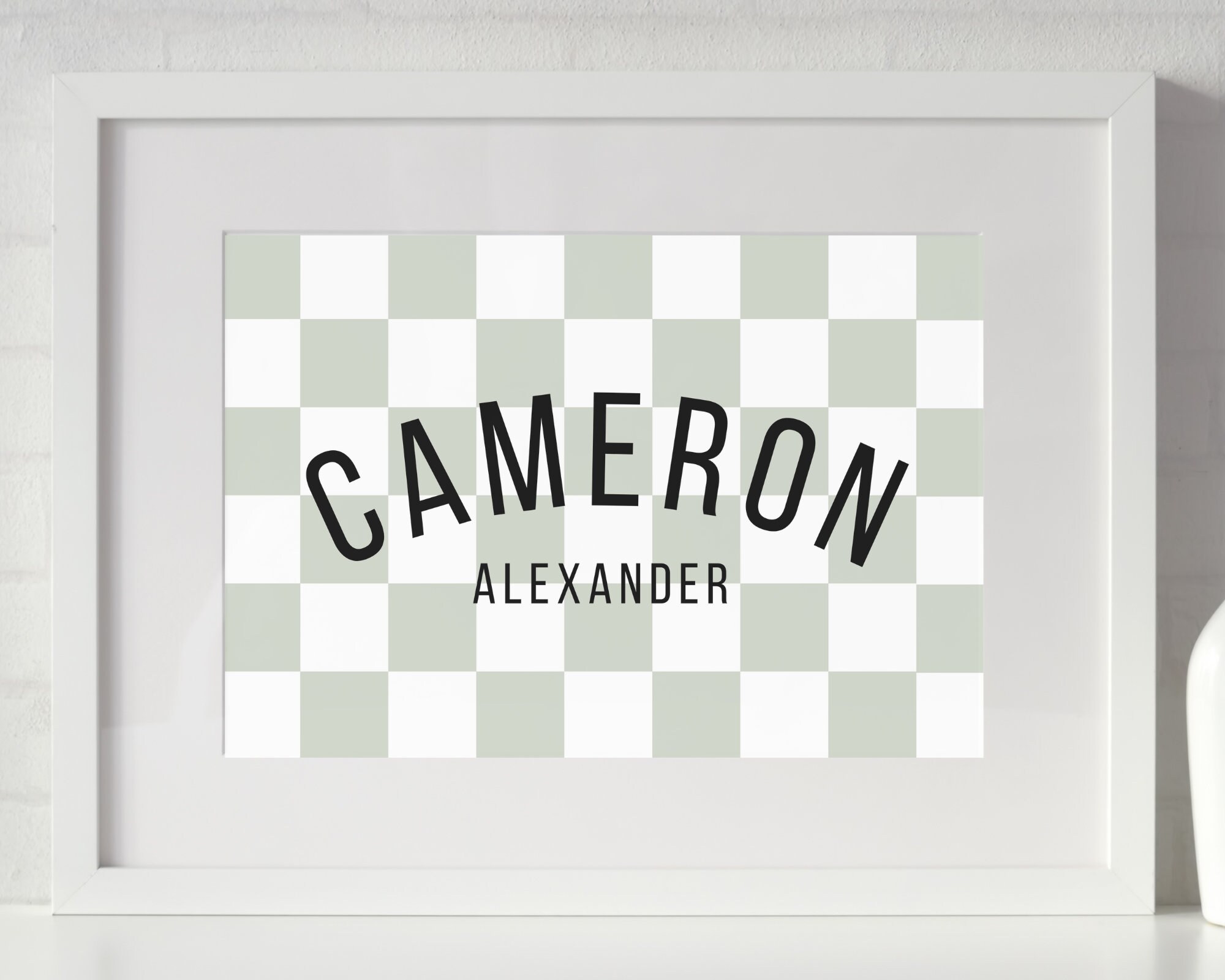 Checker Custom Name Wall Art, Checker Nursery Printable - Etsy