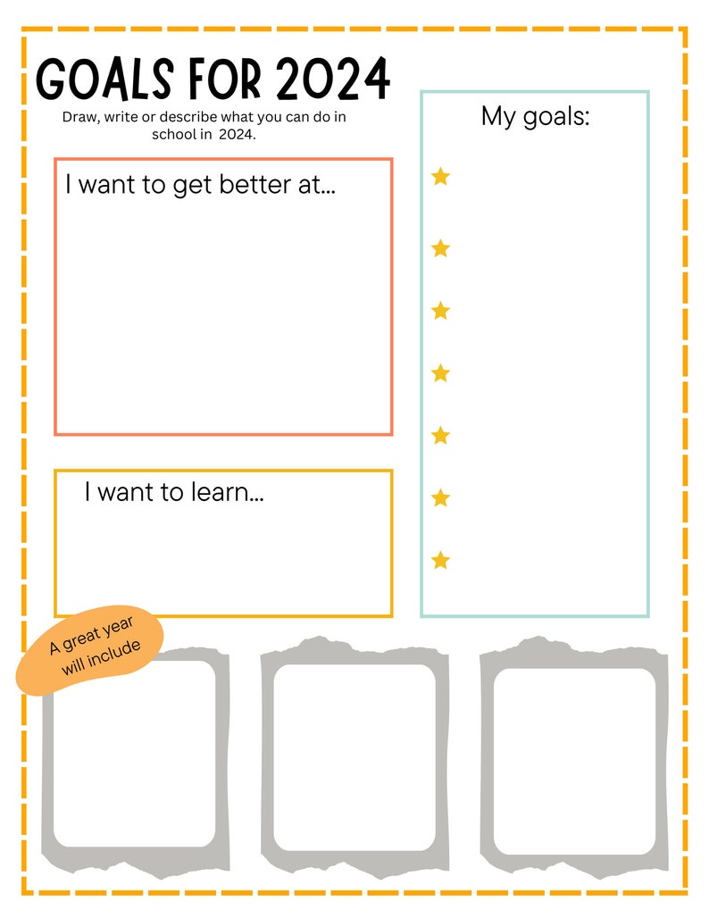 Kids End of Year Reflections & New Years Goals Template PRINTABLE New ...