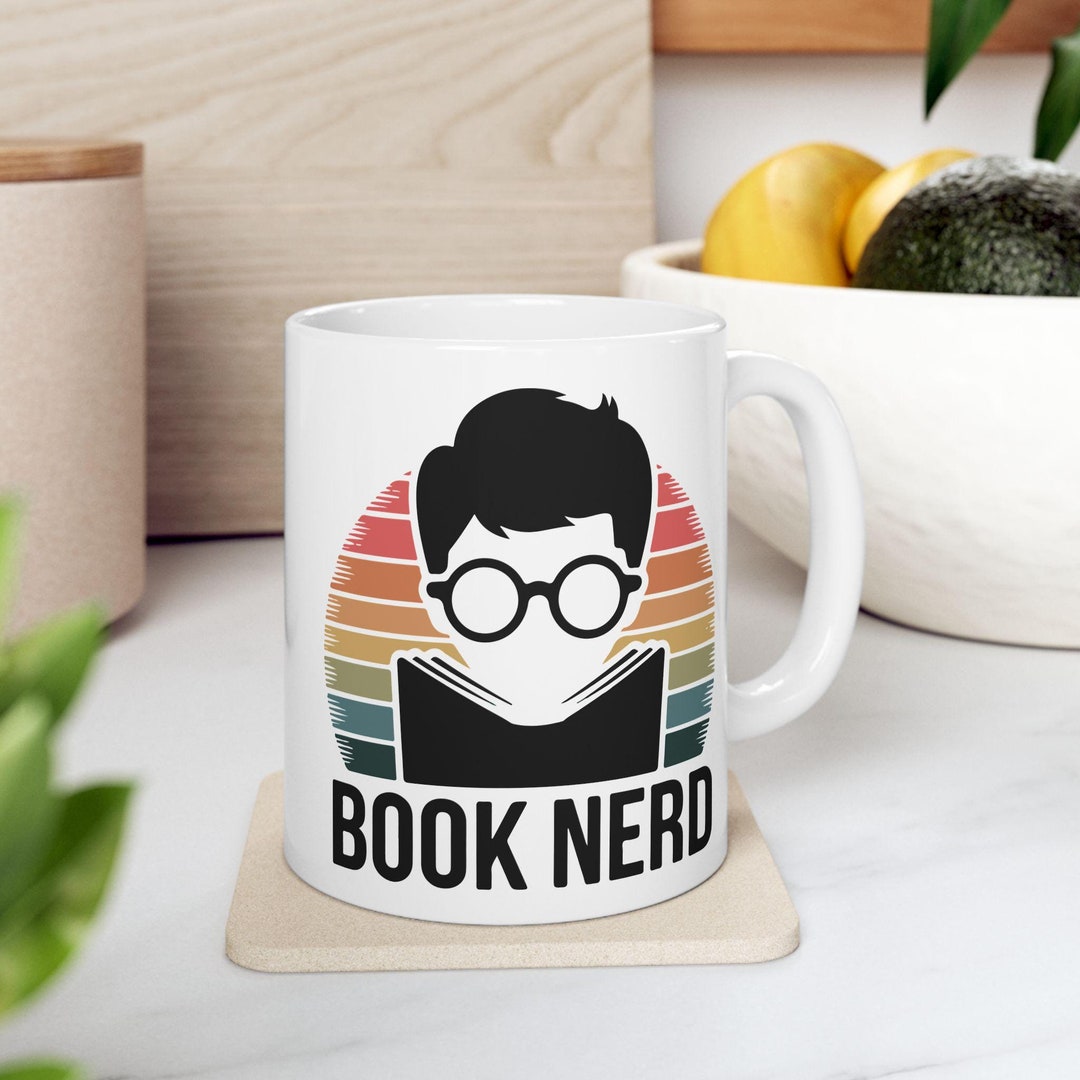 Boy Book Nerd Mug, Retro Vibe Mug, Readers Mug, Book Mug, Reading Mug ...