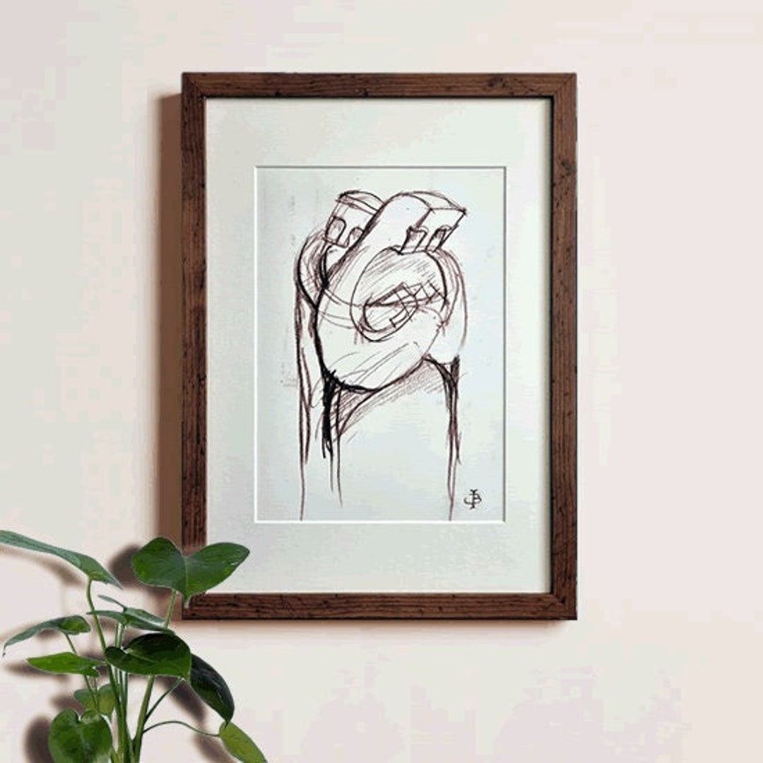 Unframed A4 Print of 'solace', a Sketch for a Sculpture of a Figure ...