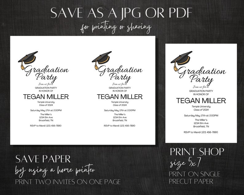 Graduation Party Invitation, Graduation Invitation Template, High ...