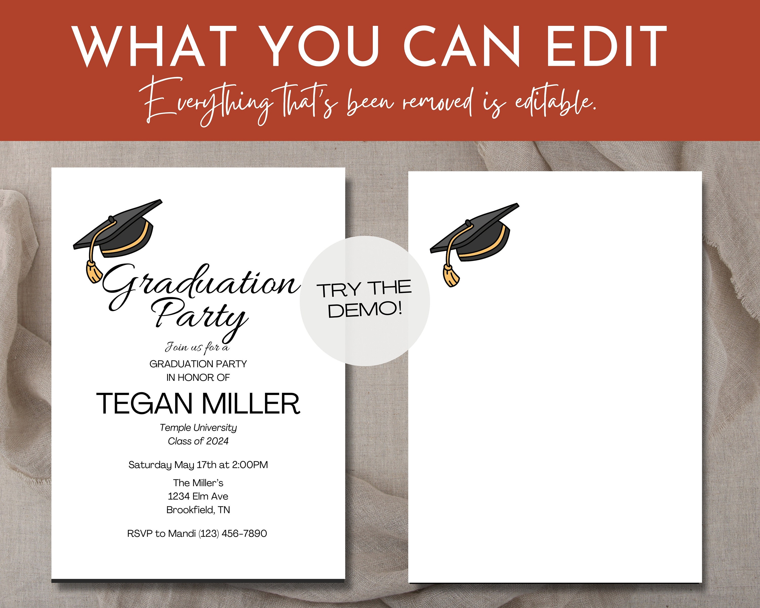Graduation Party Invitation, Graduation Invitation Template, High ...