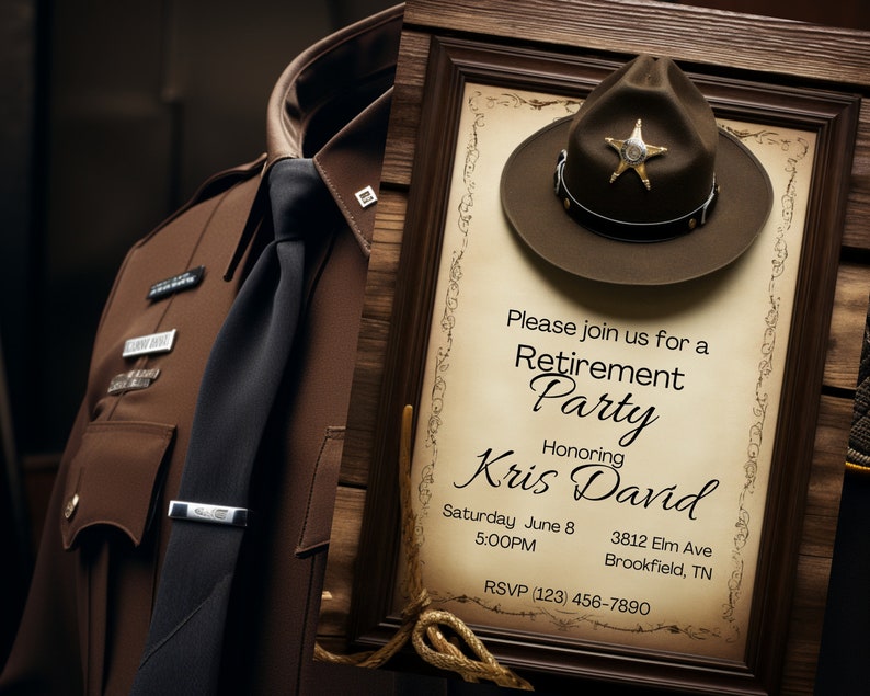 EDITABLE Sheriff Badge Invitation Template Sheriff Retirement Party ...