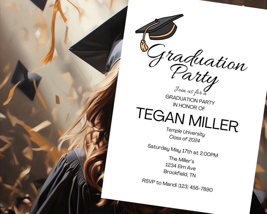 Graduation Party Invitation, Graduation Invitation Template, High ...