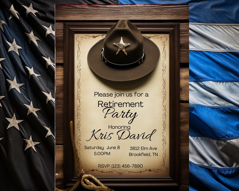 EDITABLE Sheriff Badge Invitation Template Sheriff Retirement Party ...