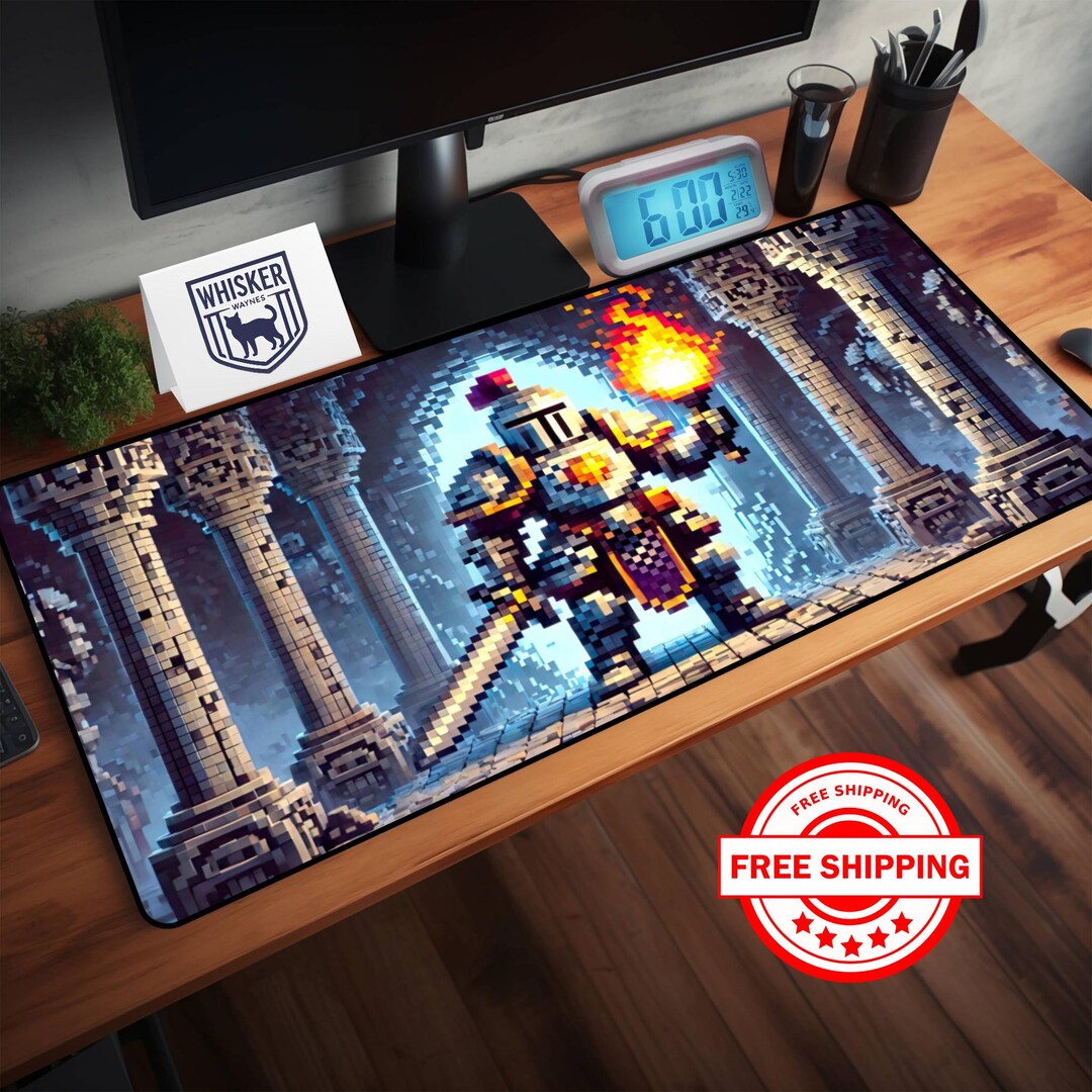 Pixel Knight Desk Mat - Fantasy Medieval Extended Gaming Mousepad ...