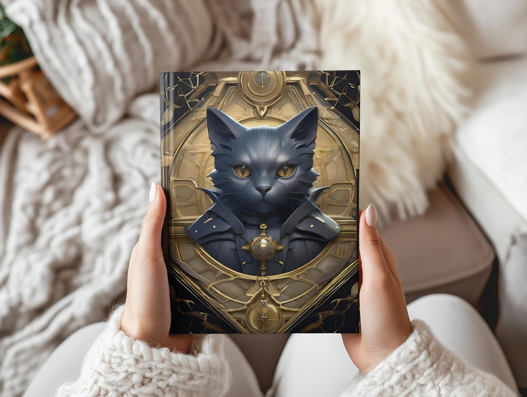 Regal Crest Cat Journal Fantasy Art Deco Cat Notebook, Cat Grimoire ...