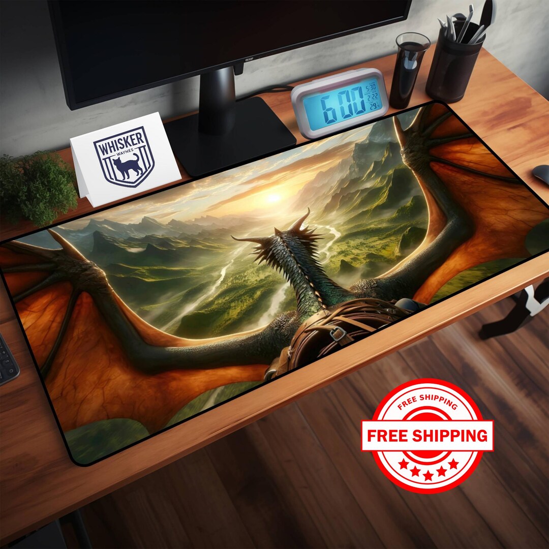 Dragon Rider Desk Mat - XL Fantasy Dragon Mousepad, Extended Gaming ...