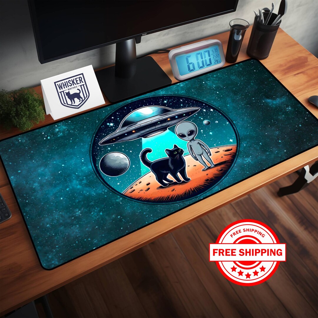 Alien Cat Mouse Pad – Space UFO Gaming Desk Mat - Etsy