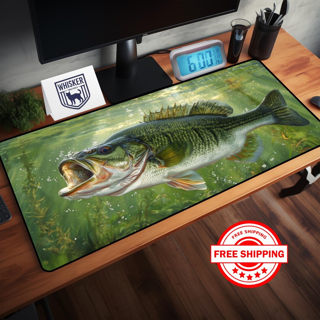 Largemouth Bass Gaming Mousepad Realistic Fish Art Desk Mat, Gift for ...