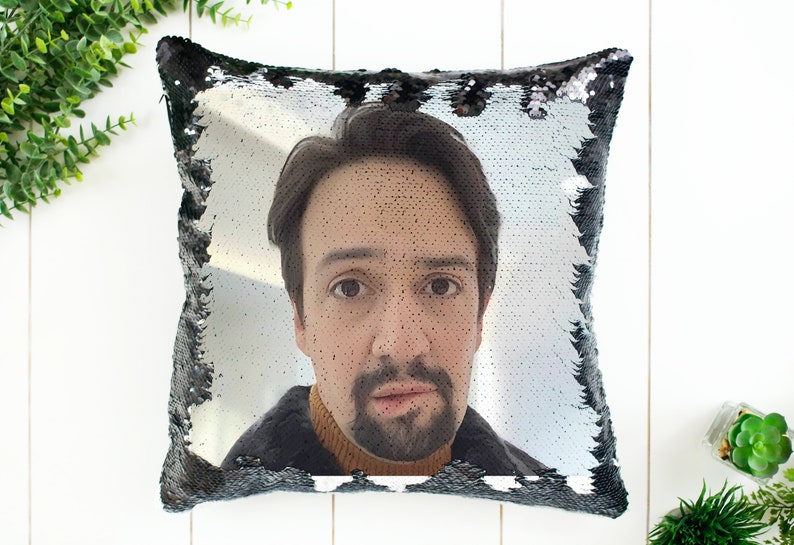 Lin Manuel Miranda Lip Bite Meme Sequin Pillow | Home Decor | Pillow ...