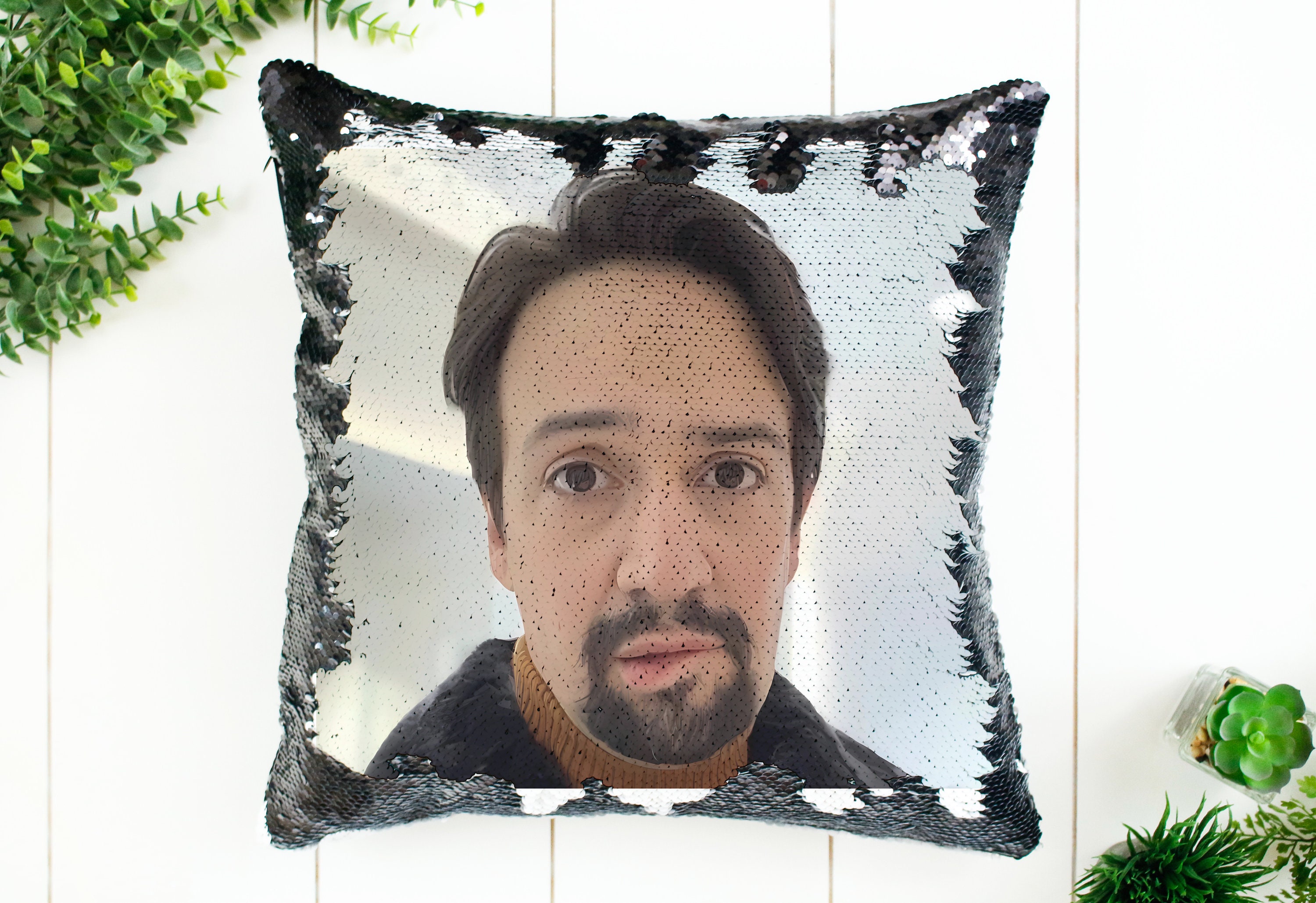 Lin Manuel Miranda Lip Bite Meme Sequin Pillow | Home Decor | Pillow ...
