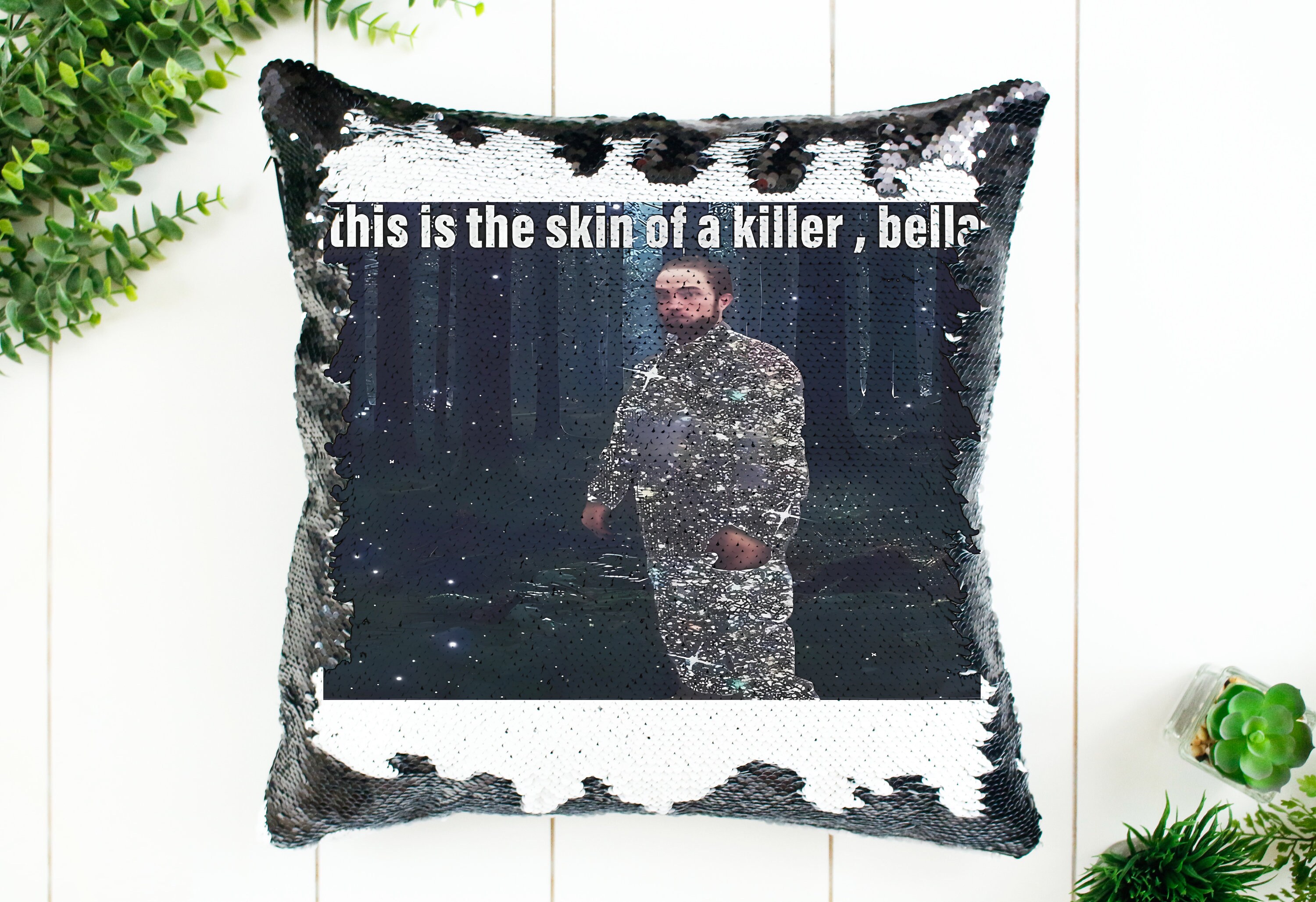 Vintage This is the Skin of A Killer Bella Sequin Pillow | Home Decor ...
