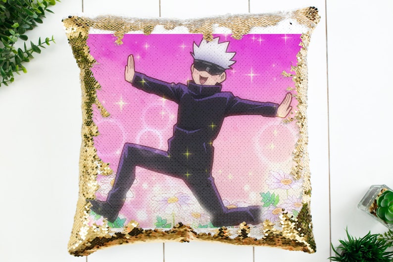 Jujutsu Kaisen Gojo Satoru Sequin Pillow Home Decor Pillow Case ...