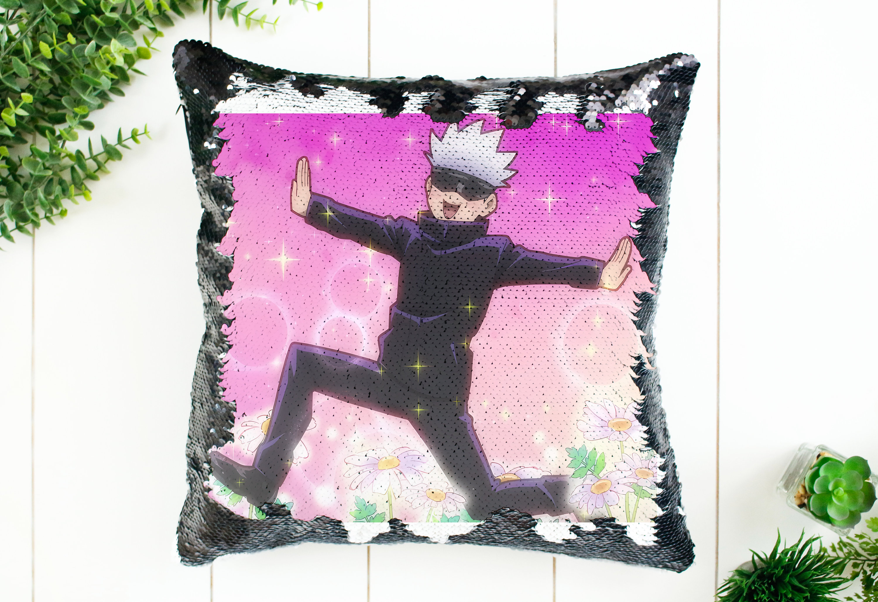 Jujutsu Kaisen Gojo Satoru Sequin Pillow Home Decor Pillow Case ...