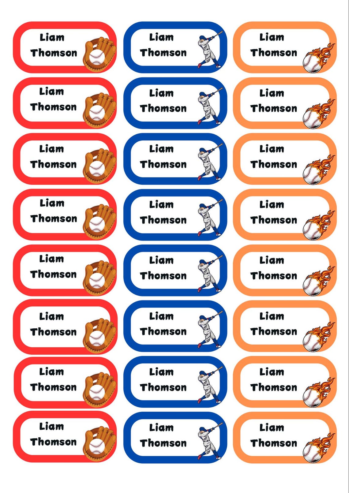 Back to School Editable Baseball Name Tags, Personalized Back to School ...