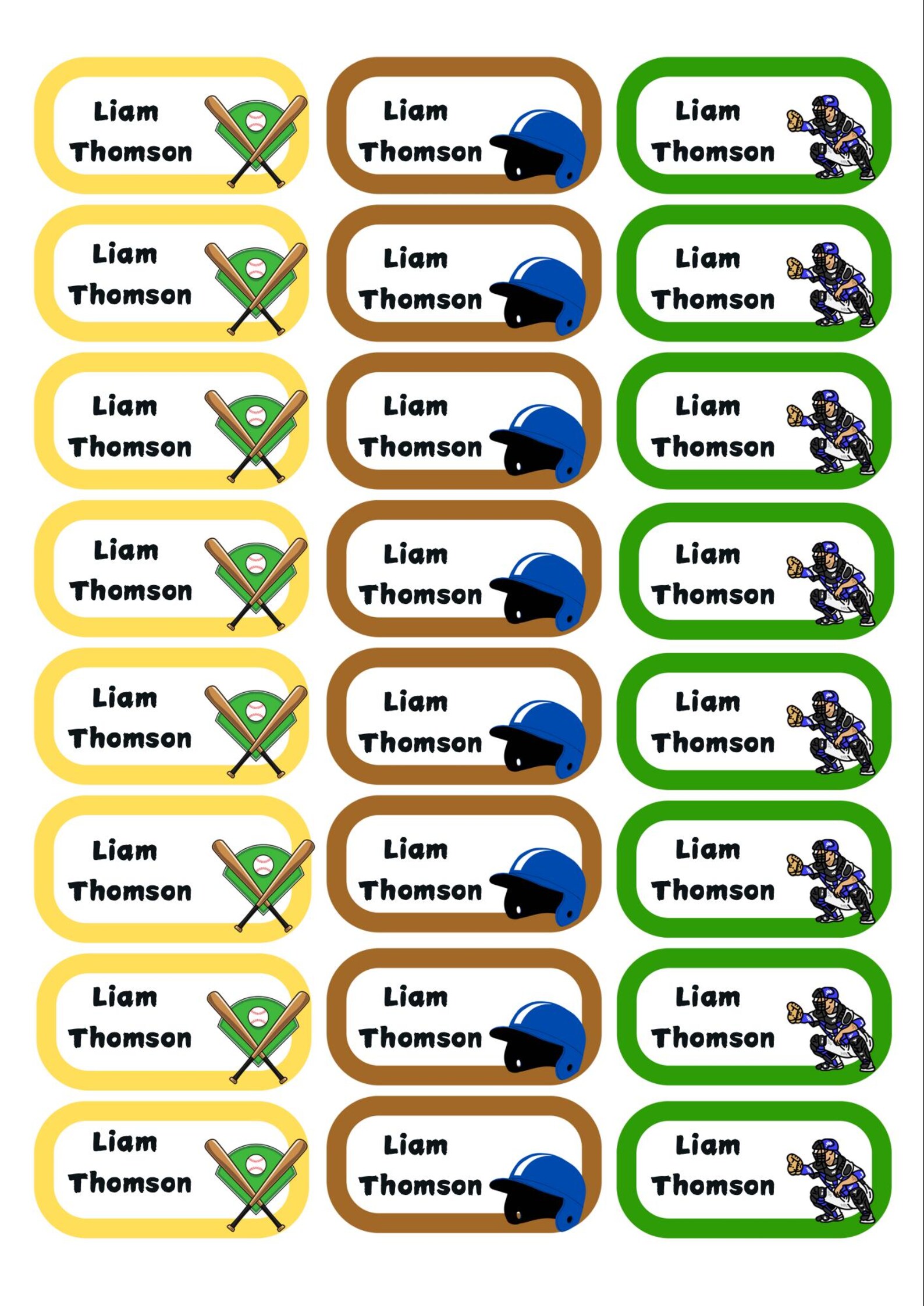 Back to School Editable Baseball Name Tags, Personalized Back to School ...