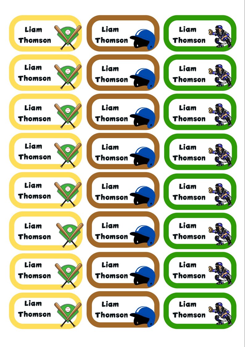 Back to School Editable Baseball Name Tags, Personalized Back to School ...