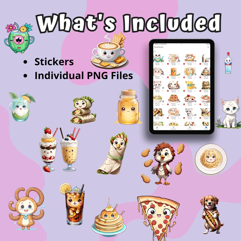 Kawaii Clipart Bundle, Cute Kawaii Animals PNG, Kawaii Stickers, Cute ...