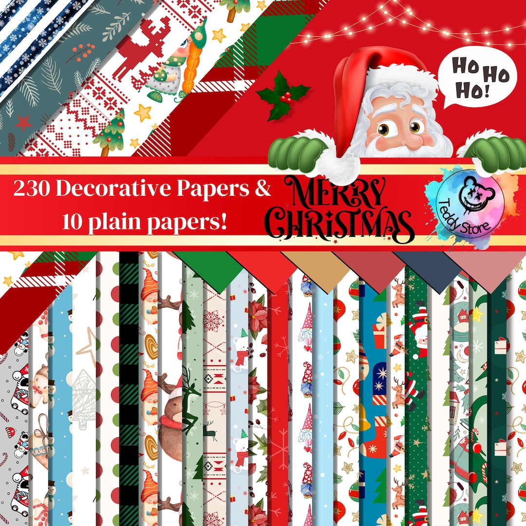 Christmas Digital Papers, Christmas Scrapbook Papers, Santa Paper ...