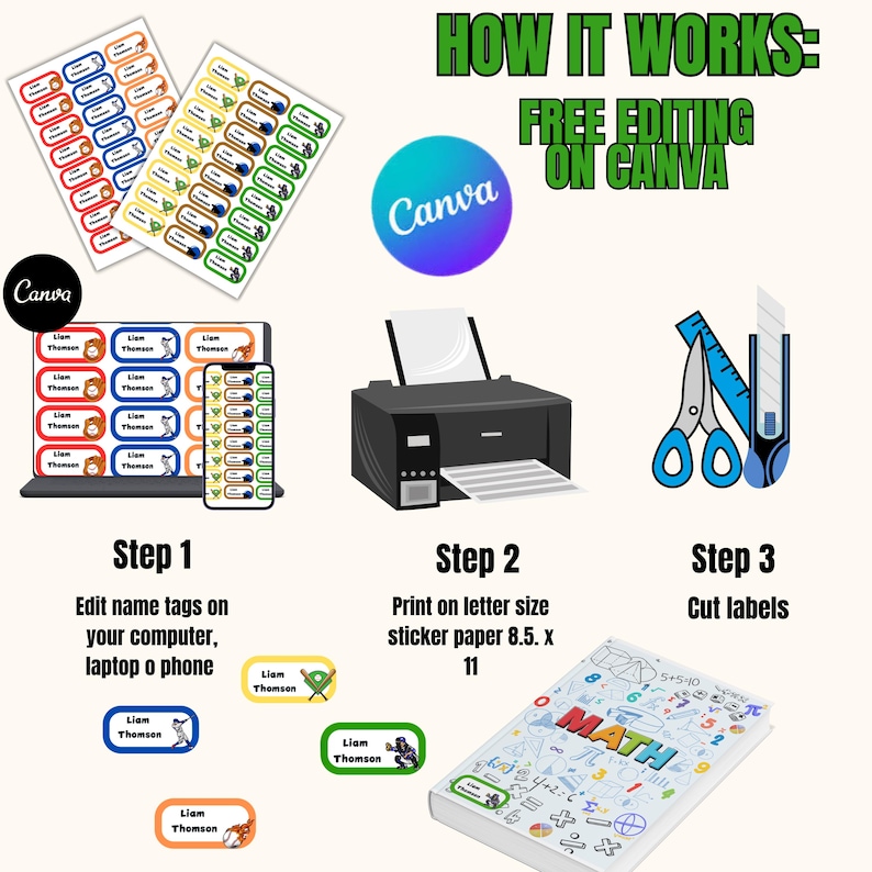 Back to School Editable Baseball Name Tags, Personalized Back to School ...