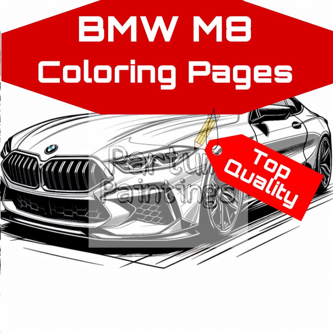 Ausmalbilder BMW M8 | Coloring Pages BMW M8 - Etsy.de