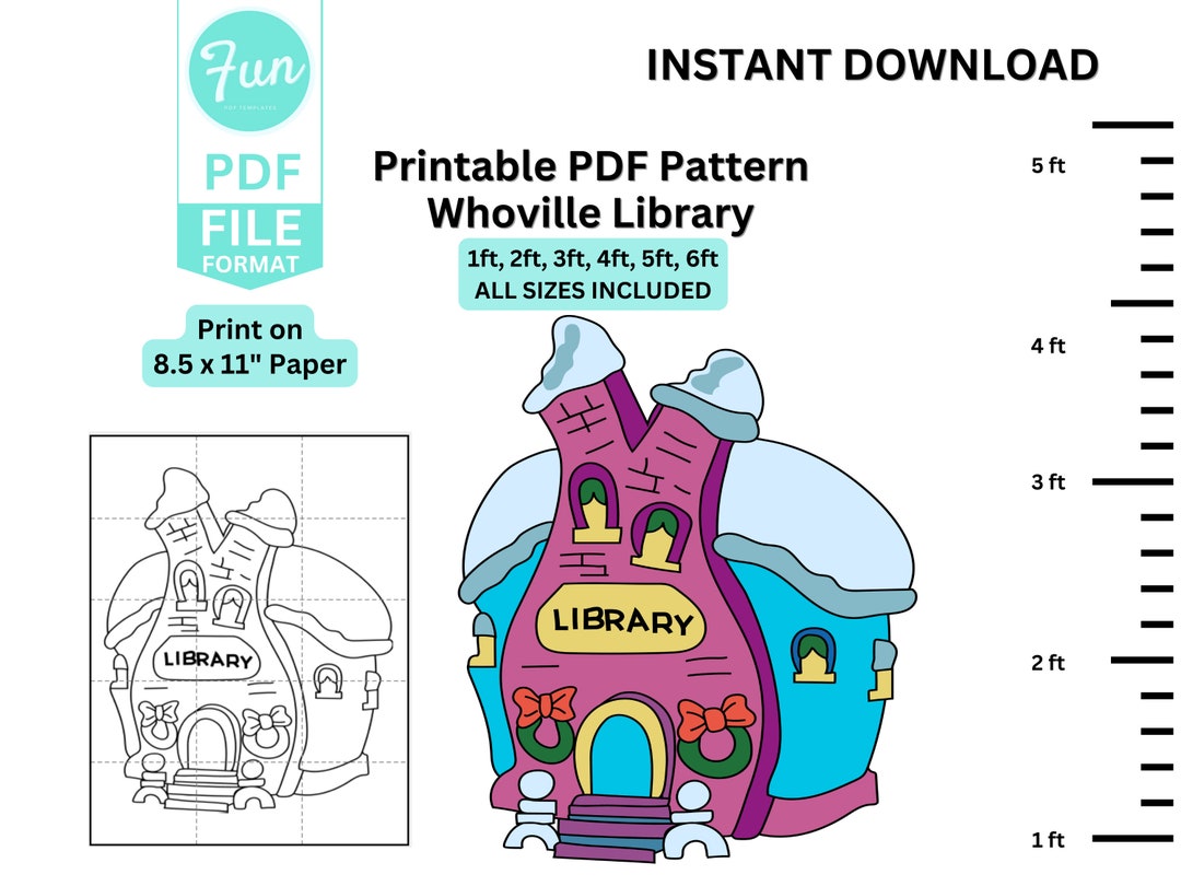 Whoville Library Pattern Grinch Library Template Grinch Yard Art Christmas Display, Woodworking ...
