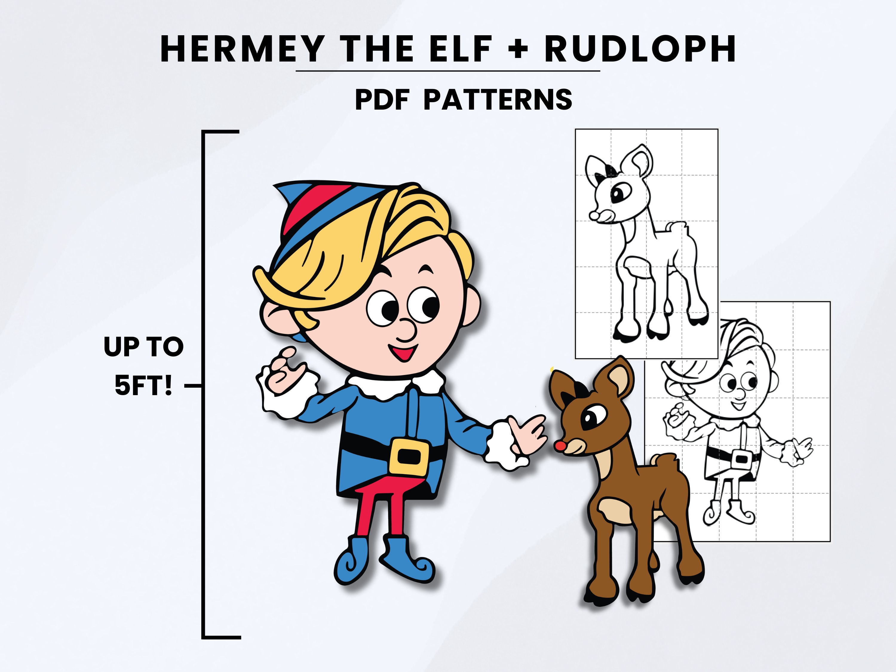 Hermey the Elf and Rudolph Wood Cutout Template Christmas Display ...