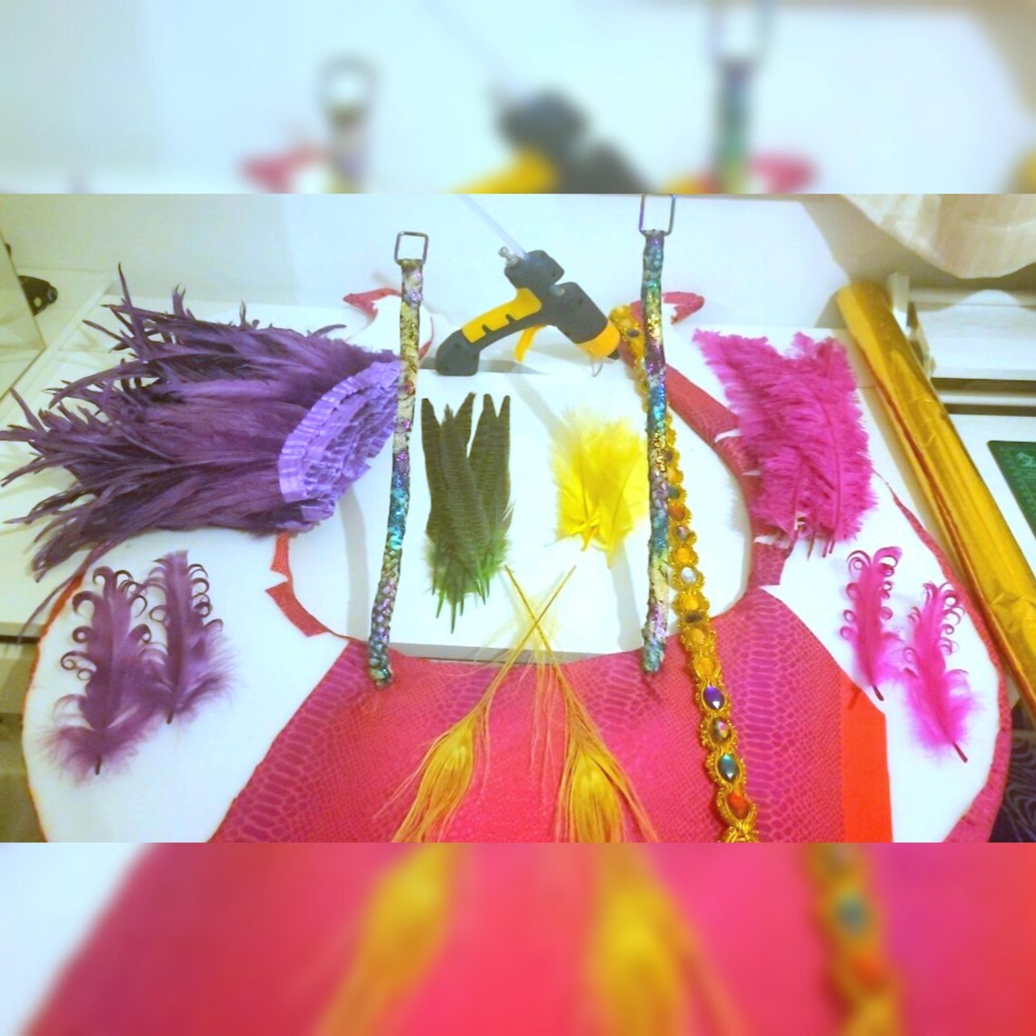 Purple Pink Green Gold Feather Wings Carnival Backpack Feathered Trini ...