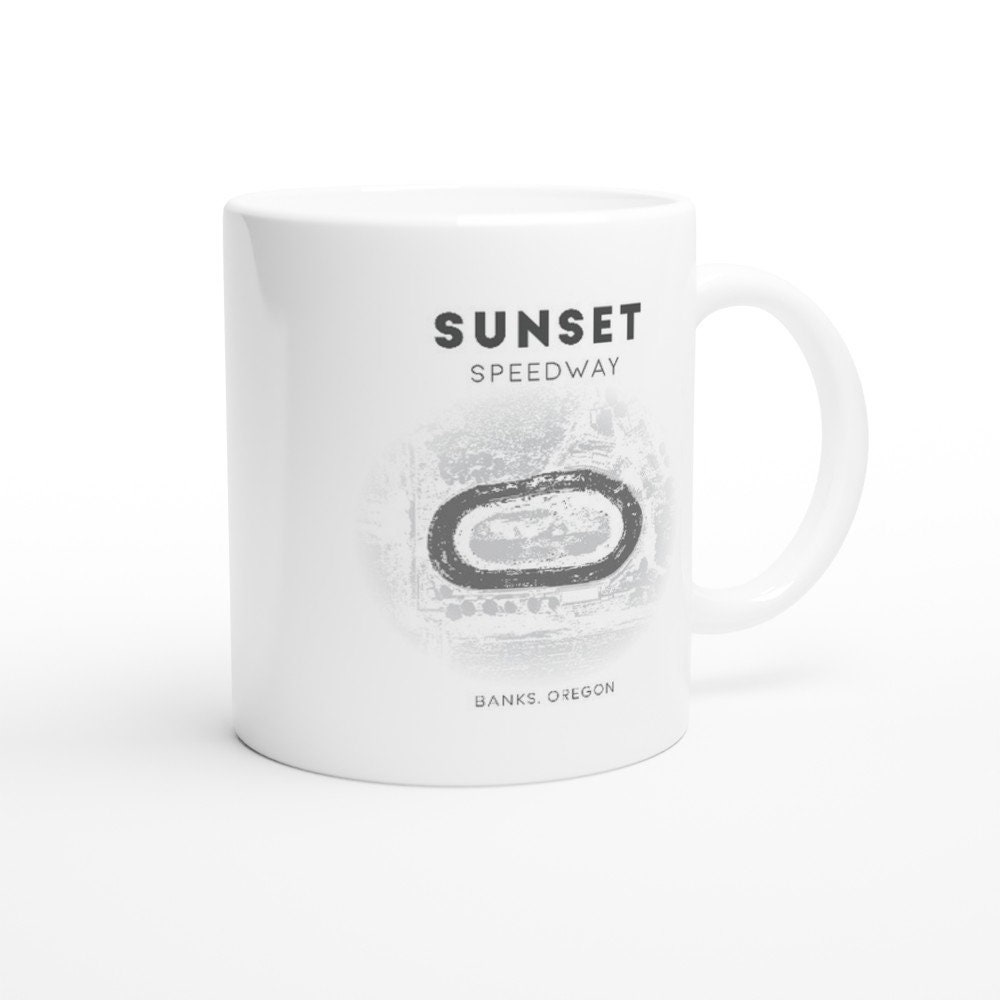 Sunset Speedway - White Ceramic Mug, 11oz | Dirt Track Racing | Oregon ...