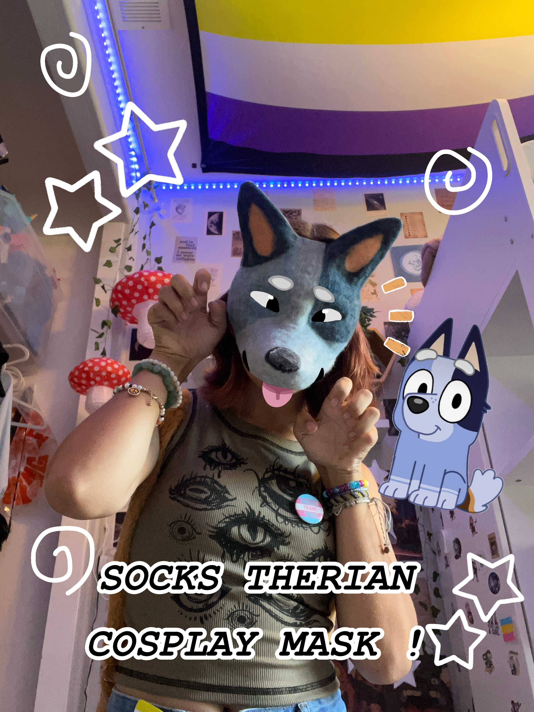 Socks From Bluey Therian Cosplay Mask - Etsy