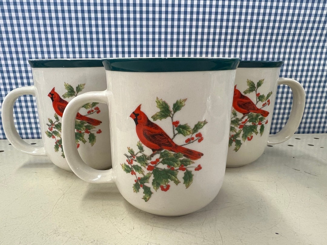 Vintage Thompson Pottery Cardinal Coffee Cups Set of 3 - Etsy