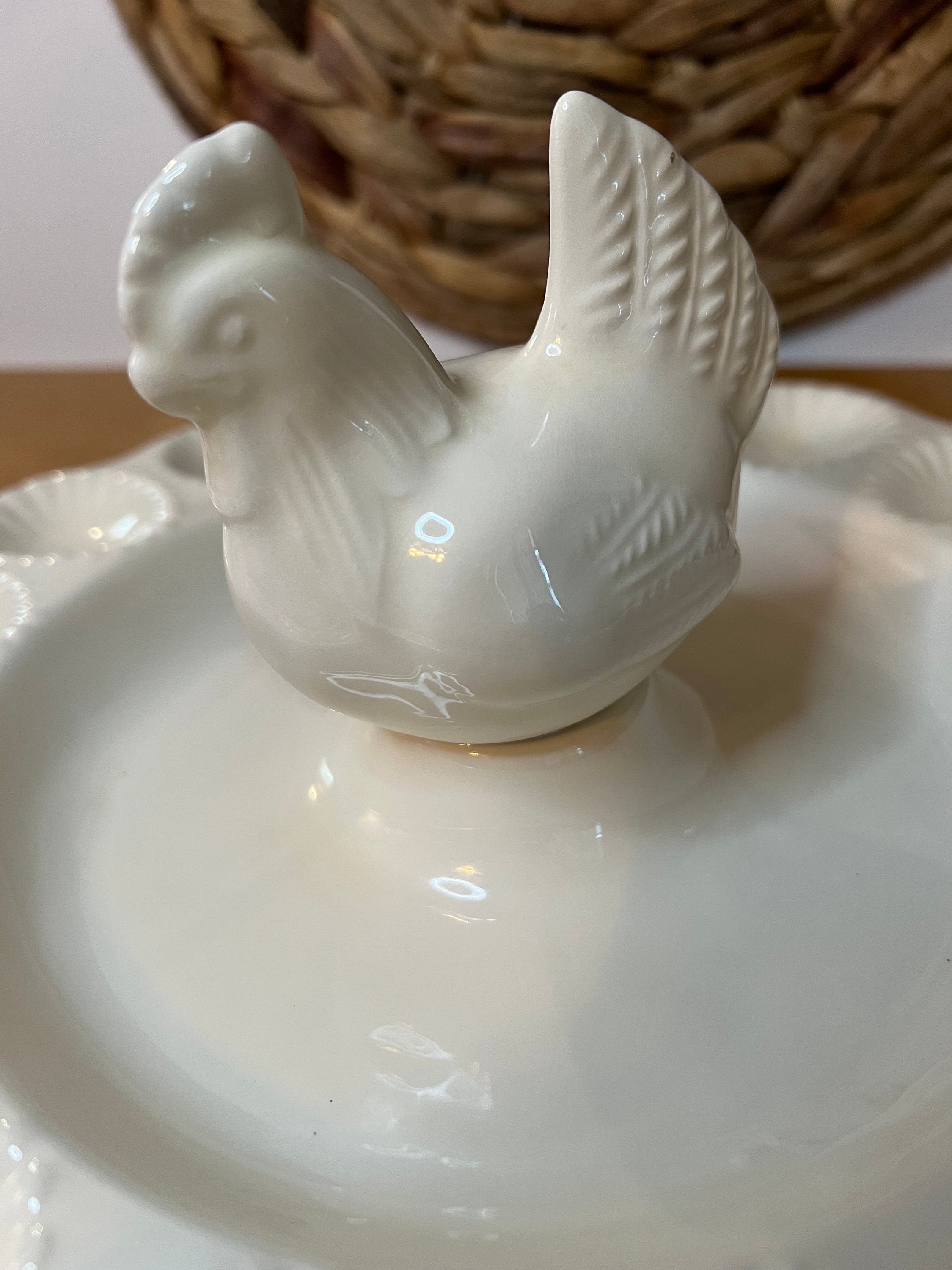 Vintage Chicken Egg Platter White Porcelain Glazed Finish - Etsy