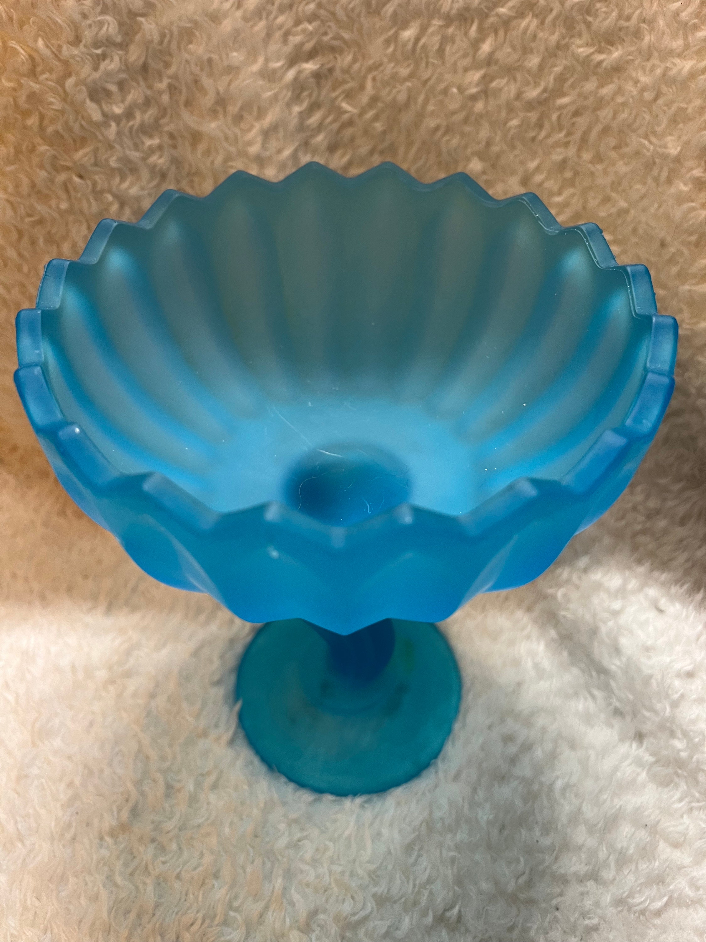 Vintage Indiana Glass Blue Frosted Candy Dish. Beautiful Dish - Etsy