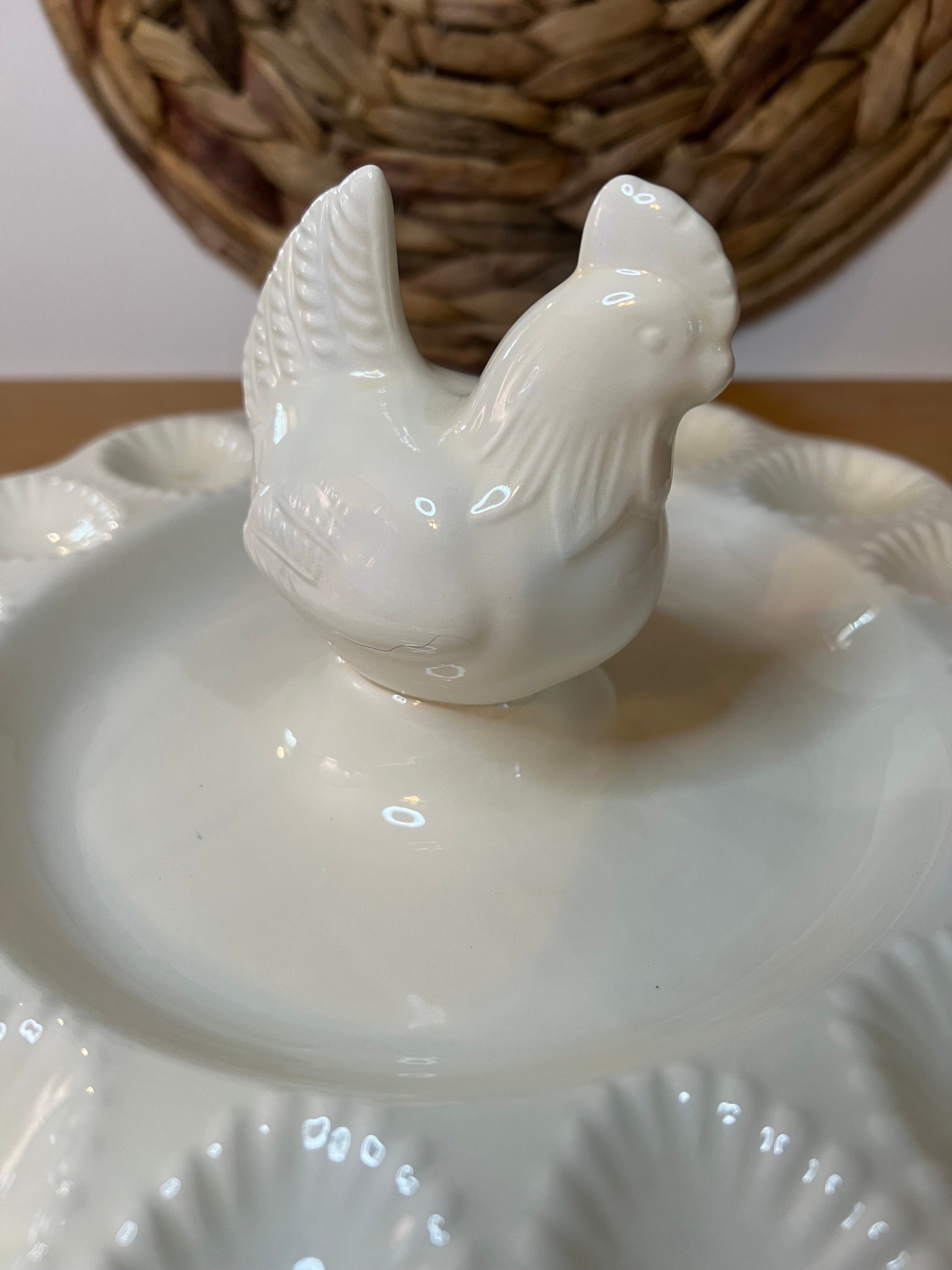 Vintage Chicken Egg Platter White Porcelain Glazed Finish - Etsy