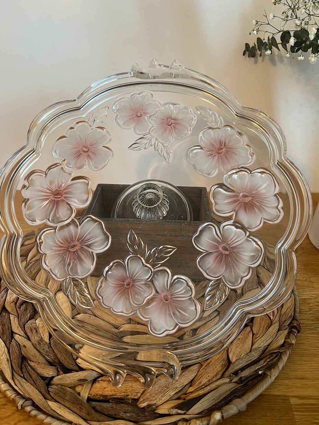 Vintage Mikasa Hibiscus Cake Platter Cake Stand-pink Colored Hibiscus ...