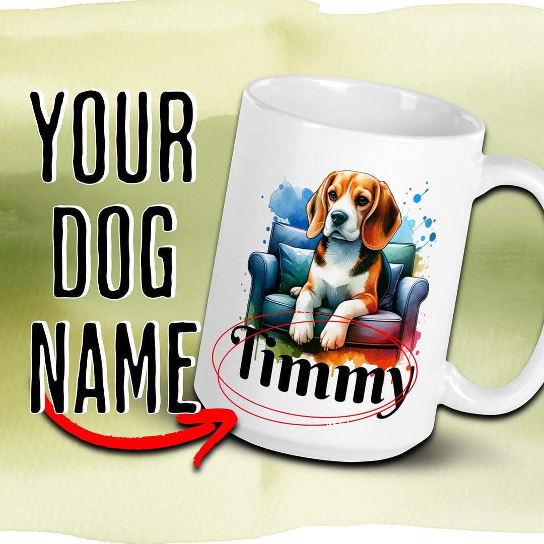 Beagle Custom Dog Name White Glossy Mug by Cozeyhues - Etsy