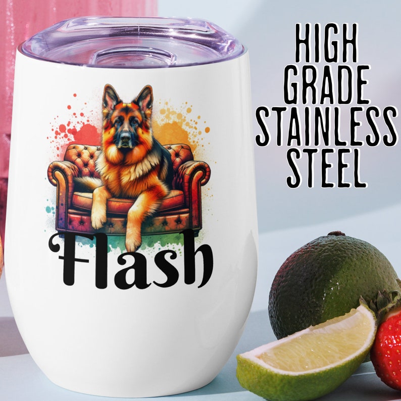 Custom Dog Name German Shepherd Wine Tumbler by Cozeyhues - Etsy