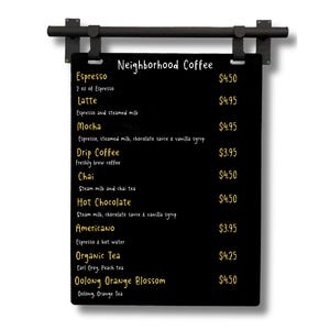 Hanging Chalkboard Menu Sign: Magnetic Metal Cafe Display - Etsy
