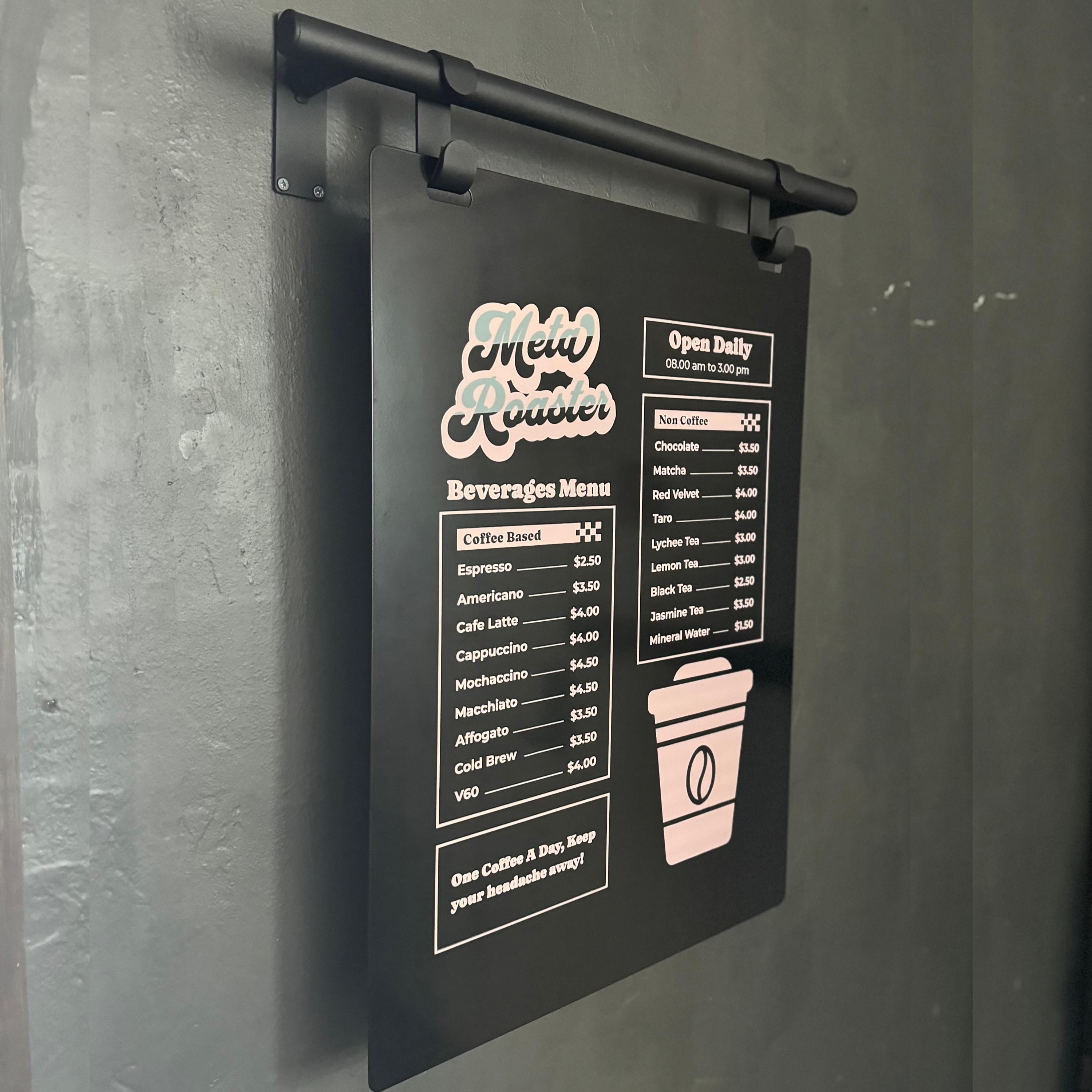 Custom Hanging Metal Menu Sign: Cafe Bar Display - Etsy