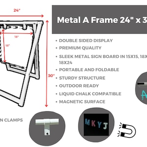 Magnetic Chalkboard Metal A Frame Sign, 24x30 Minimalist Sidewalk Sign ...