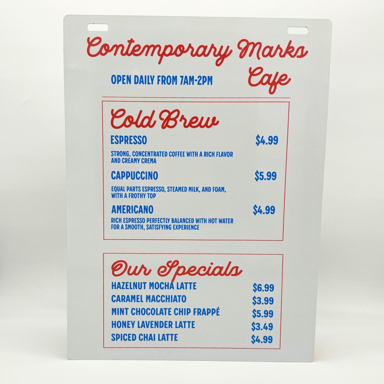 Hanging Cafe Menu Sign, Metal Menu Display, Cafe Bar Sign, Metal Wall ...