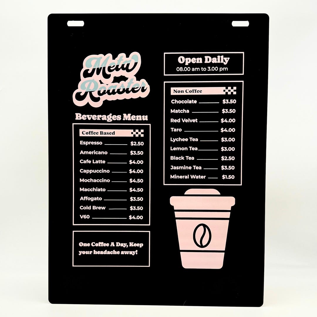 Hanging Cafe Menu Sign, Metal Menu Display, Cafe Bar Sign, Metal Wall ...
